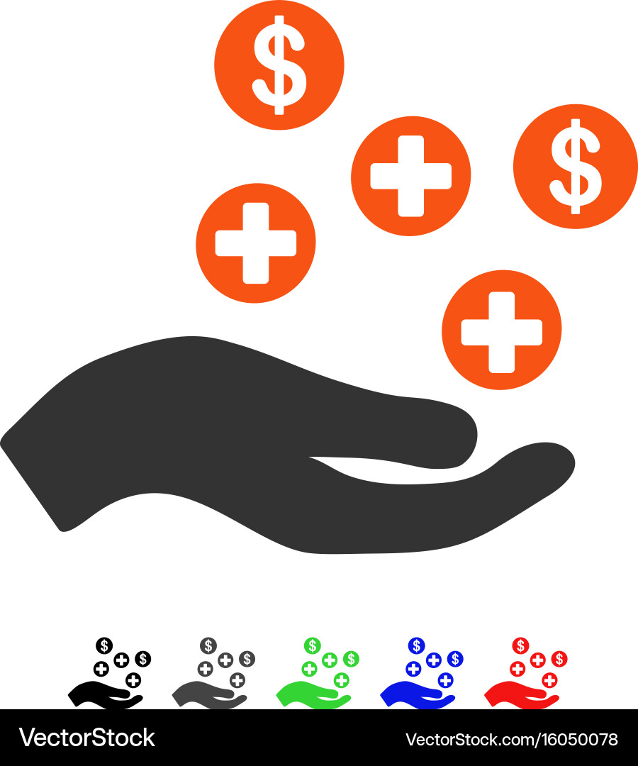 Hand offer medical service flat icon Royalty Free Vector