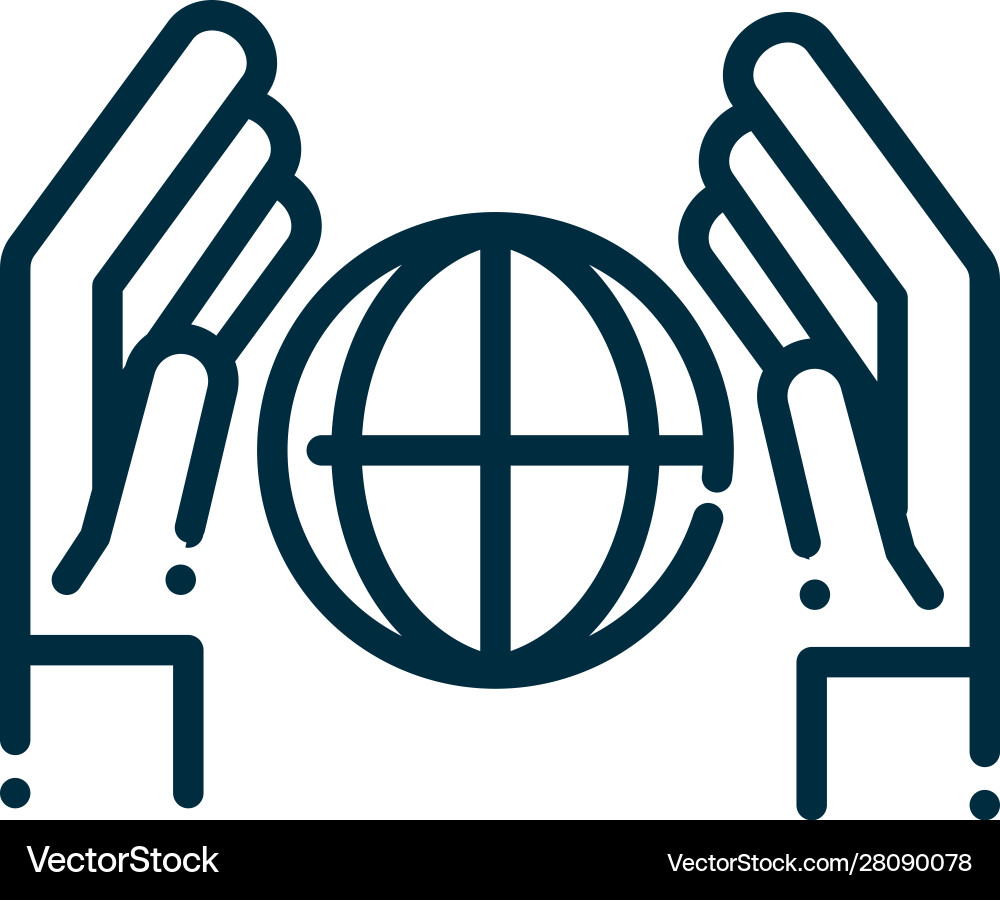 Hands holding world peace and human rights line Vector Image