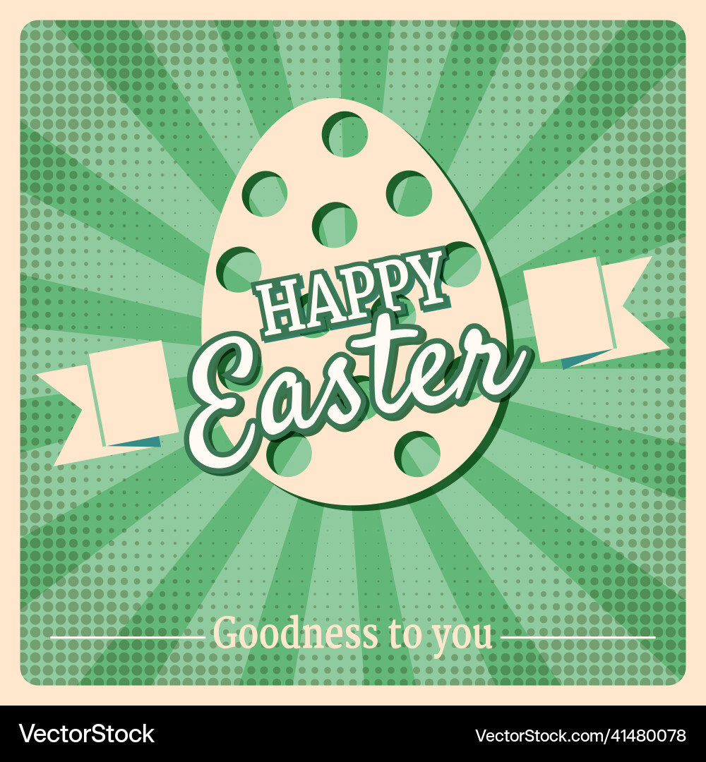 Happy easter vintage poster greeting card egg Vector Image