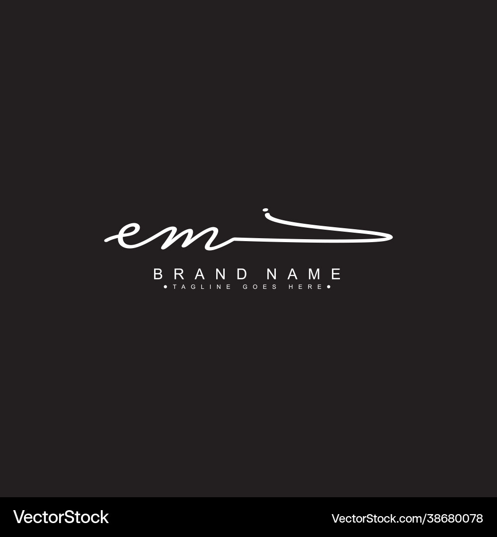 Initial letter em logo - handwritten signature Vector Image