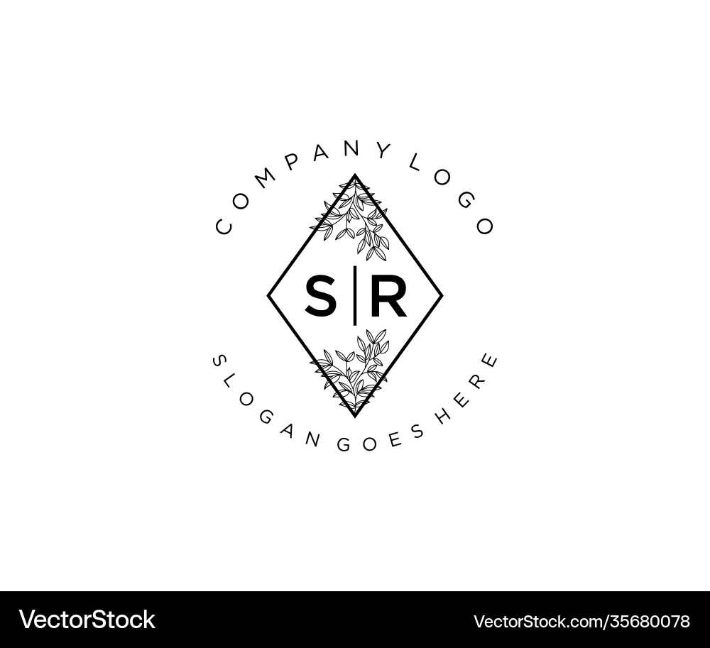 Initial sr letters beautiful floral feminine Vector Image