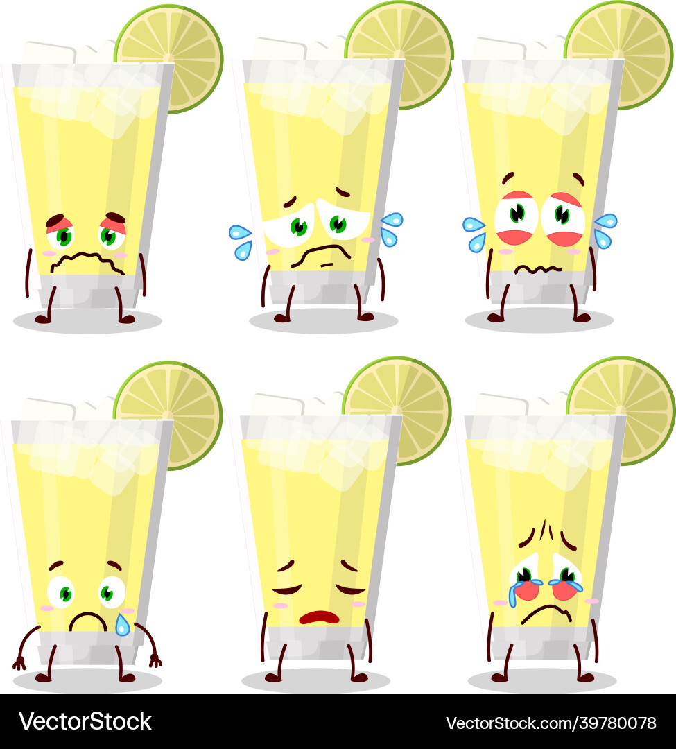 Lemonade cartoon in character with sad expression Vector Image