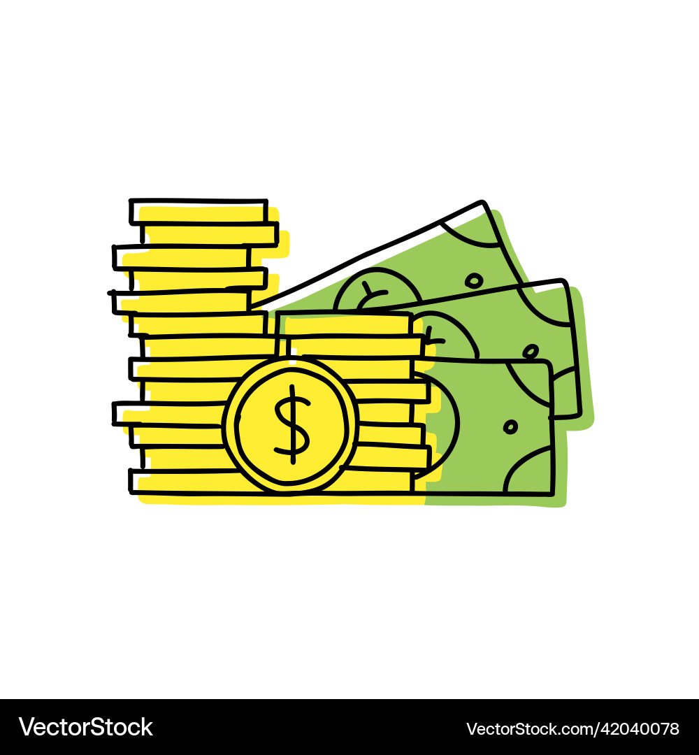 Money coins and banknotes Royalty Free Vector Image