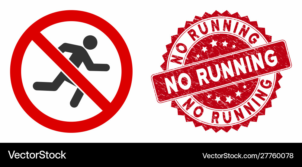 No running icon with grunge running stamp Vector Image