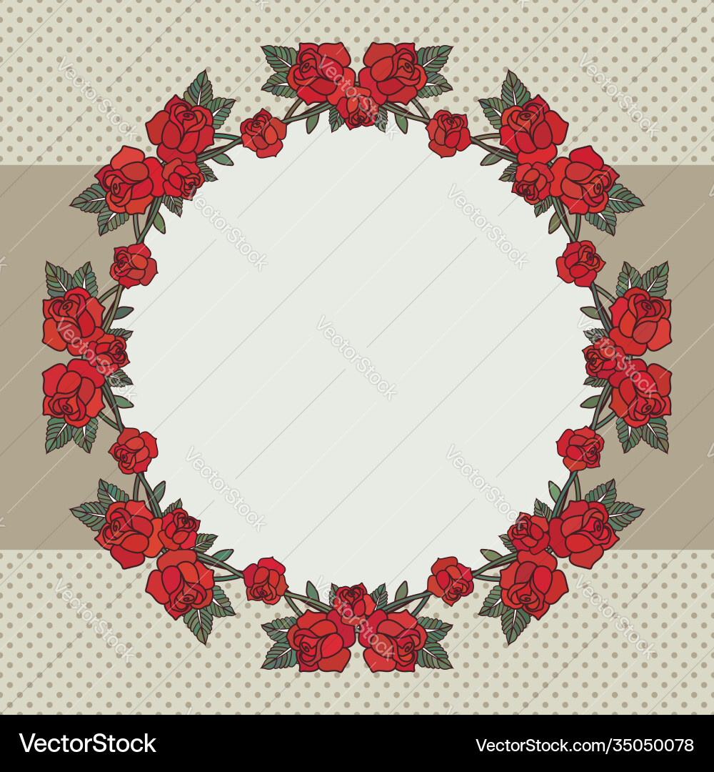 Old school frame with roses and text place Vector Image