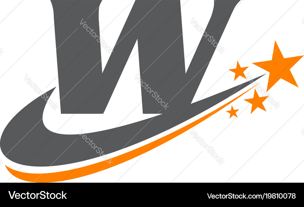 Star swoosh letter w Royalty Free Vector Image