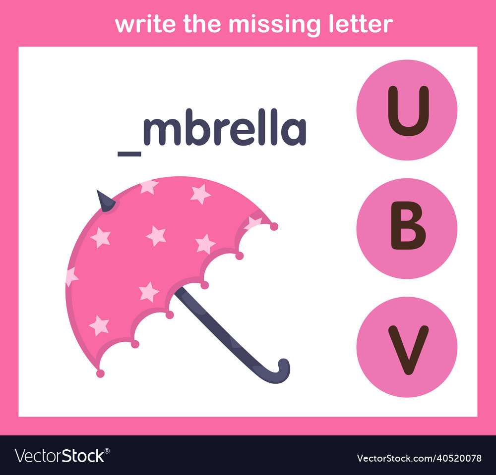 Write the missing letter Royalty Free Vector Image