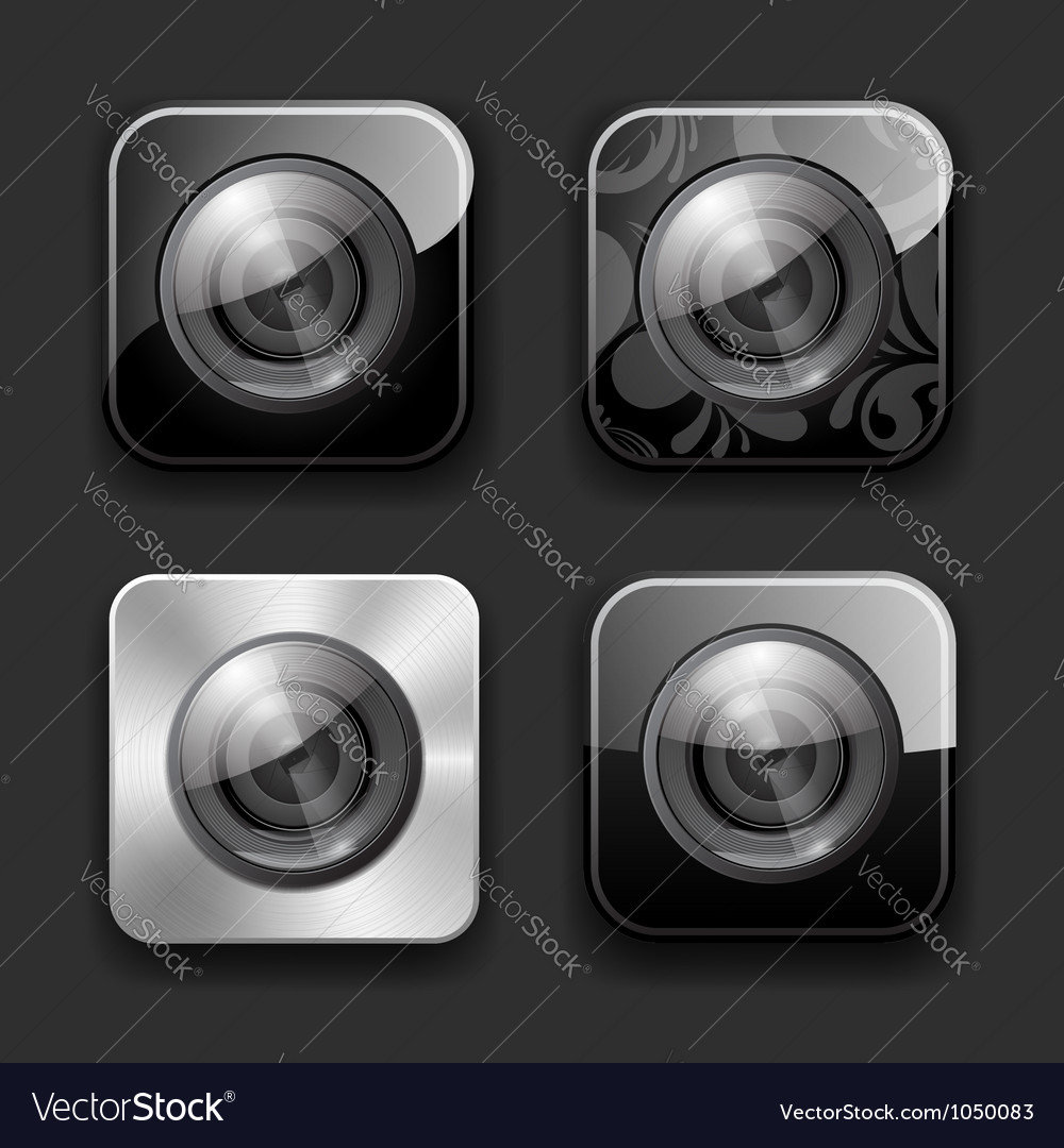 Camera apps icon set Royalty Free Vector Image