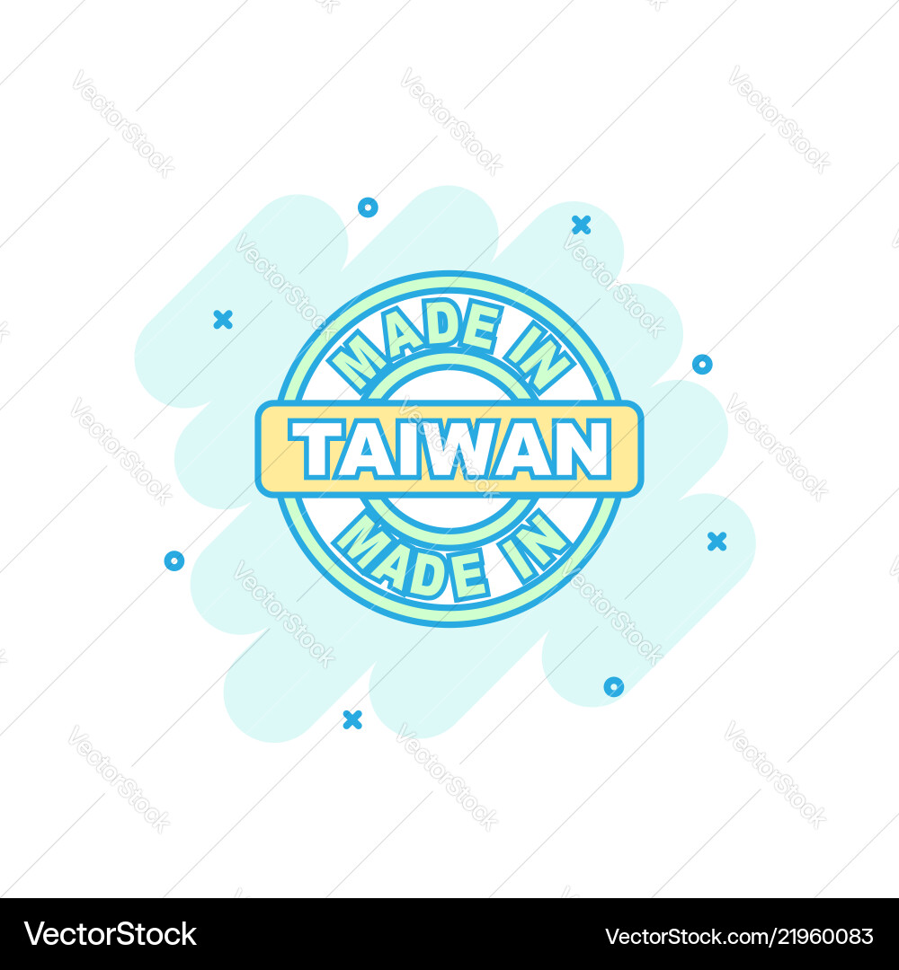 Cartoon colored made in taiwan icon comic Vector Image