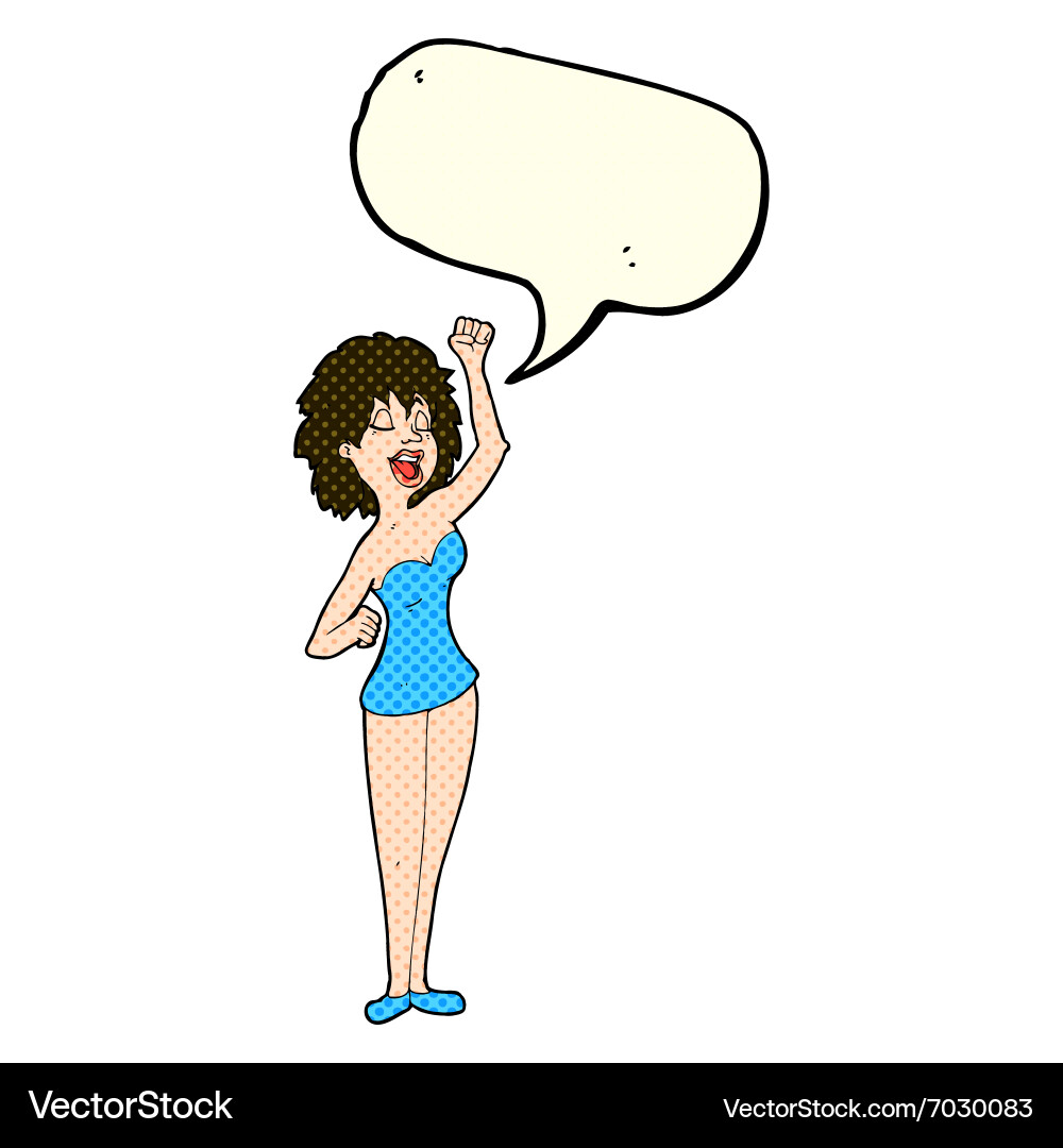 Cartoon dancing woman with speech bubble Vector Image