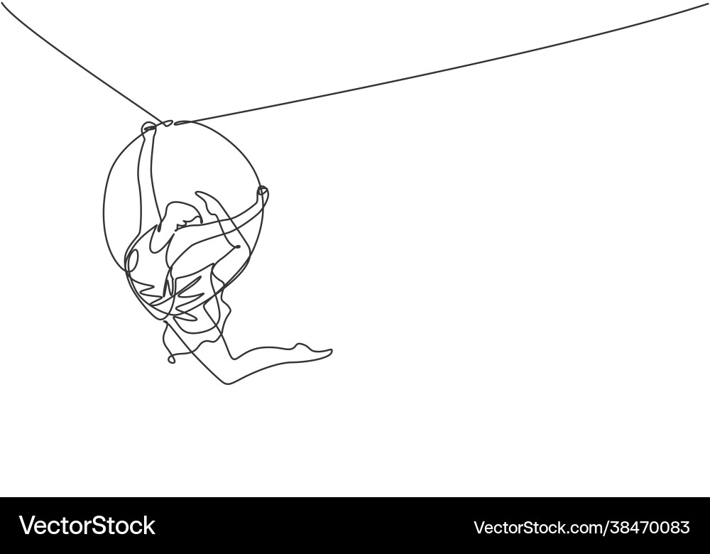 Continuous one line drawing an acrobatic woman Vector Image