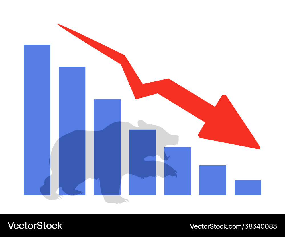 Downtrend chart with red arrows and bearish Vector Image