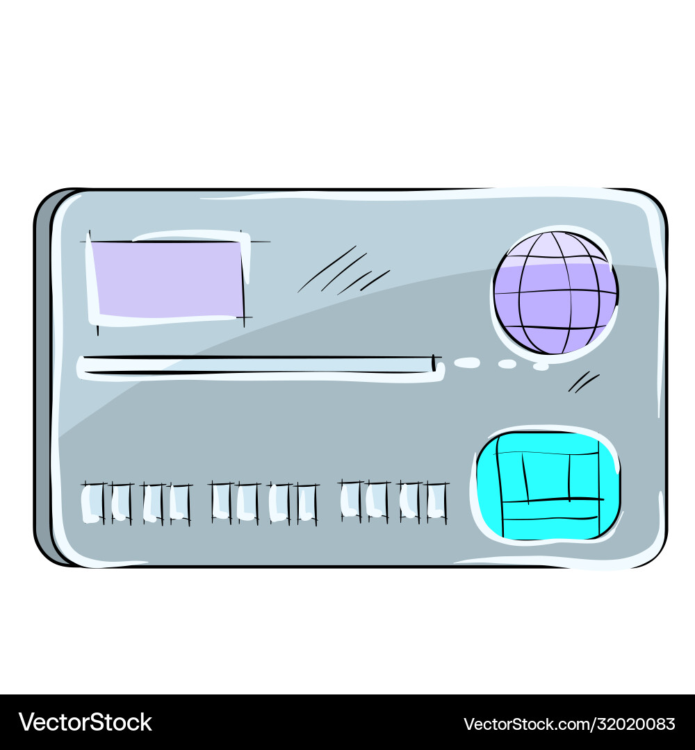 Drawing a plastic bank card to pay Royalty Free Vector Image