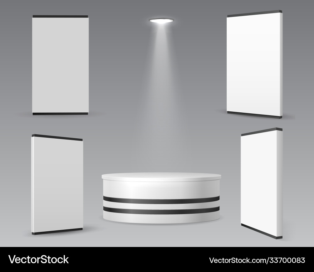 Expo wall and stand realistic 3d panels Royalty Free Vector