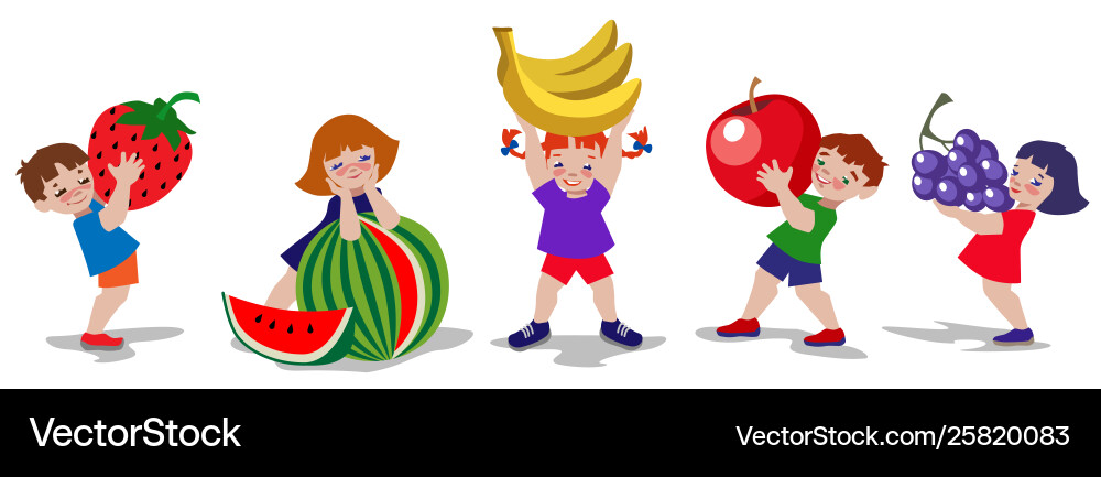 Kids and fruits Royalty Free Vector Image - VectorStock