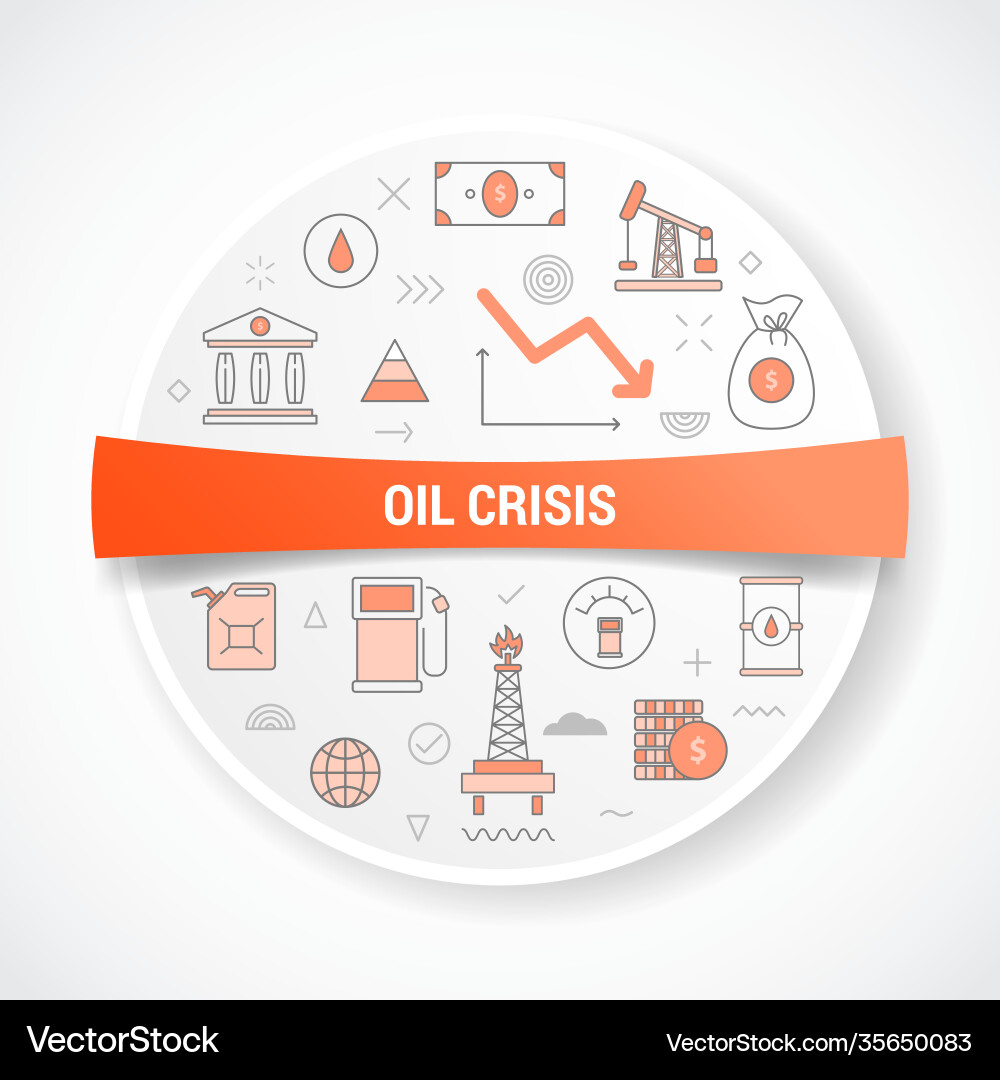 Oil crisis concept with icon round Royalty Free Vector Image