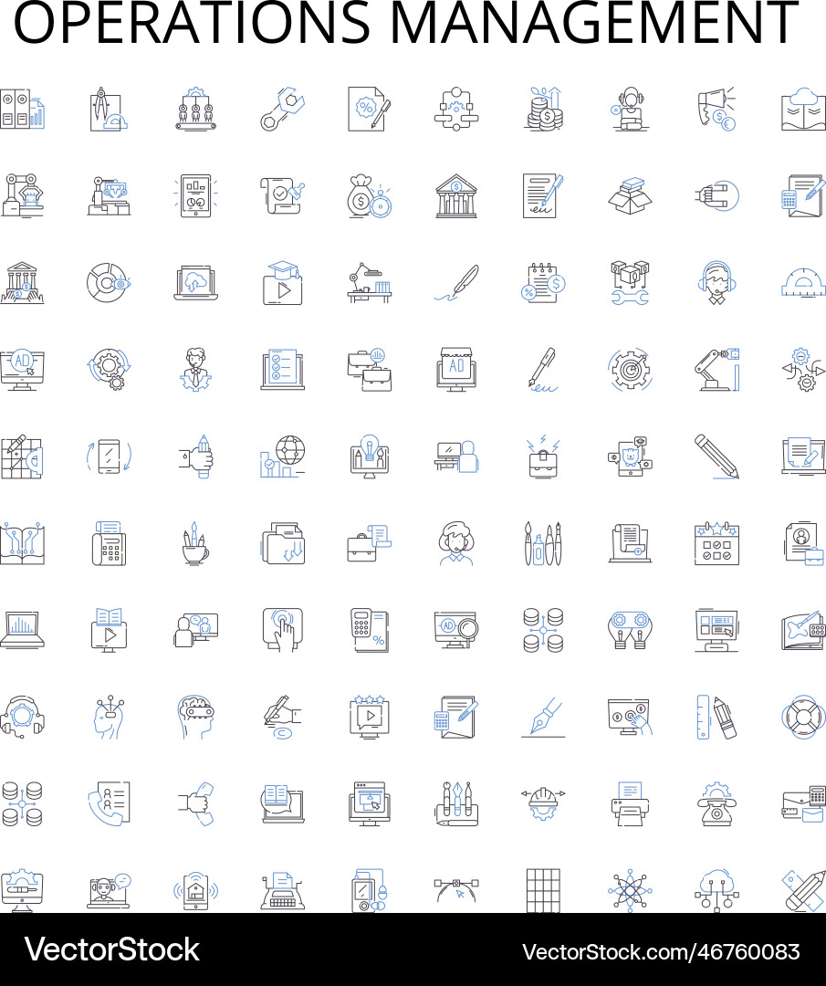 Operations management outline icons collection Vector Image