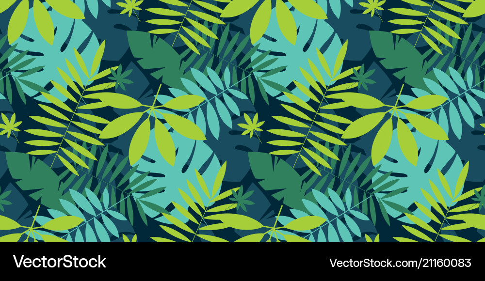 Simple green tropical leaves design pattern Vector Image