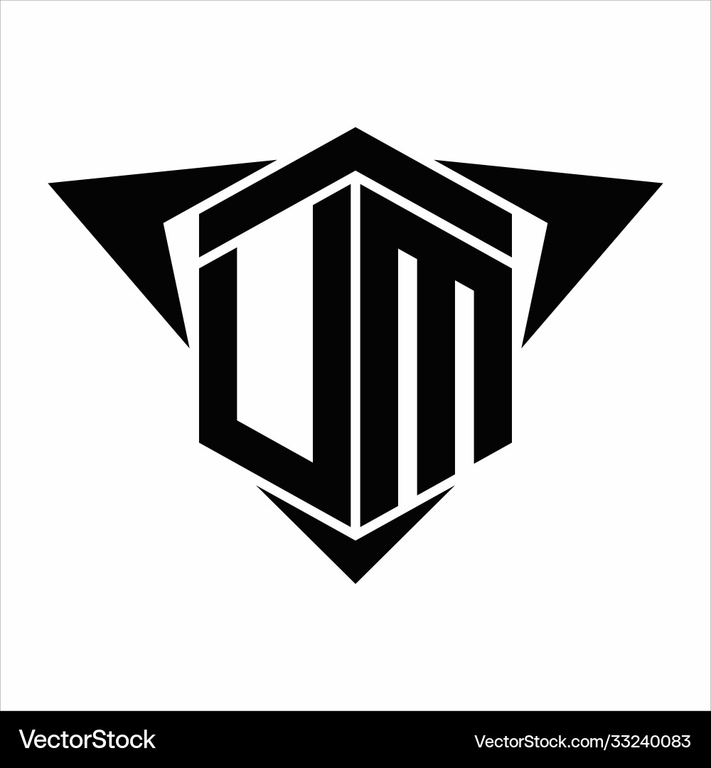Um logo monogram with wings arrow around design Vector Image