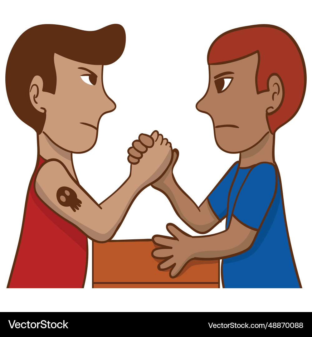 Arm wrestling cartoon Royalty Free Vector Image