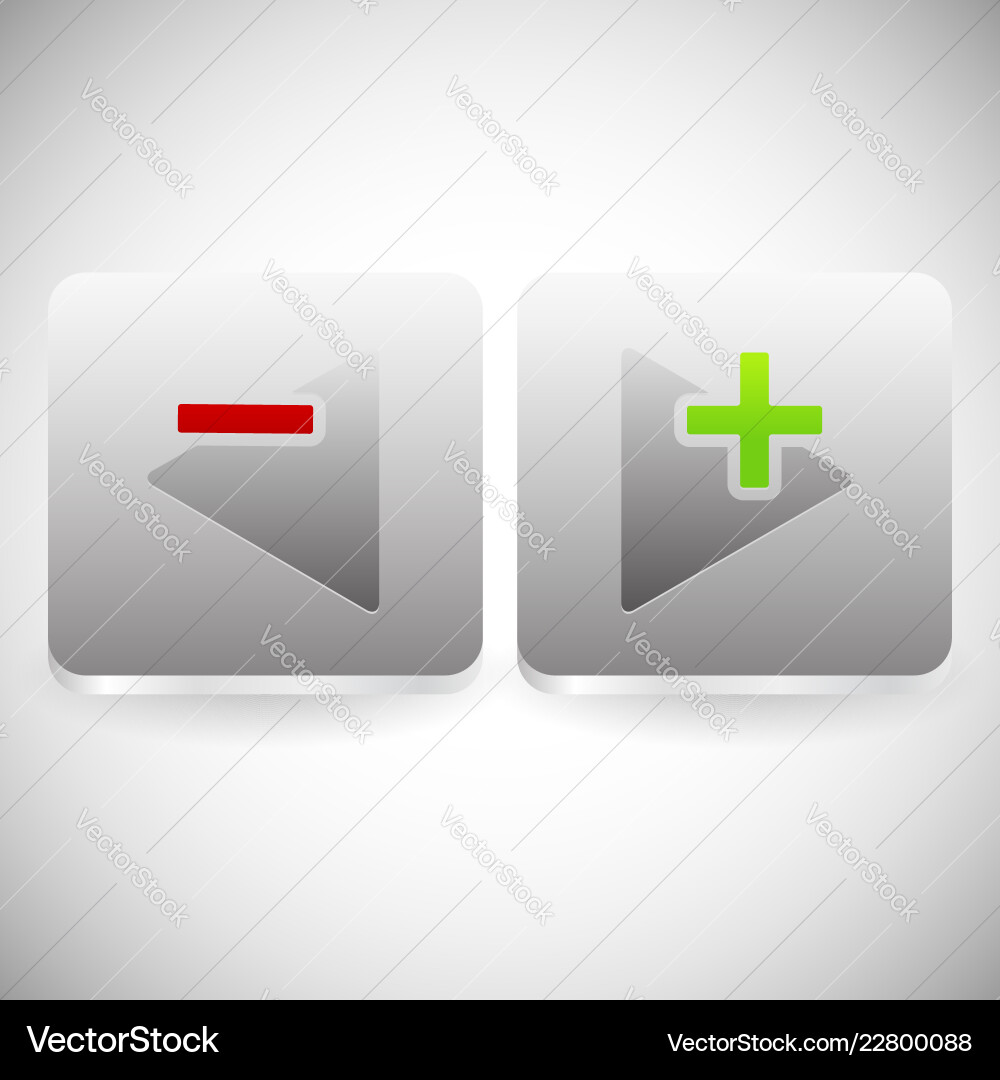Buttons w arrows left and right with plus minus Vector Image