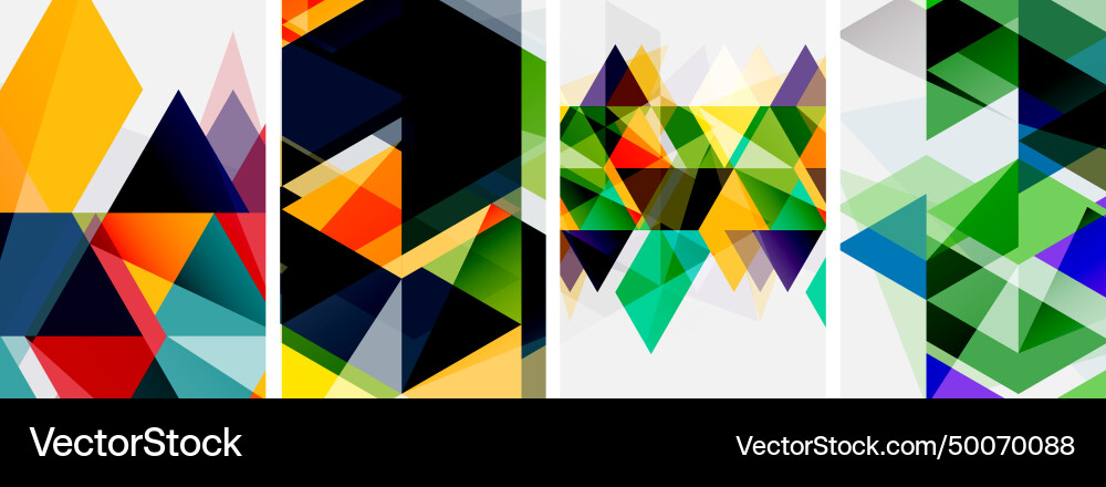 Colorful bright triangles with various colors and Vector Image