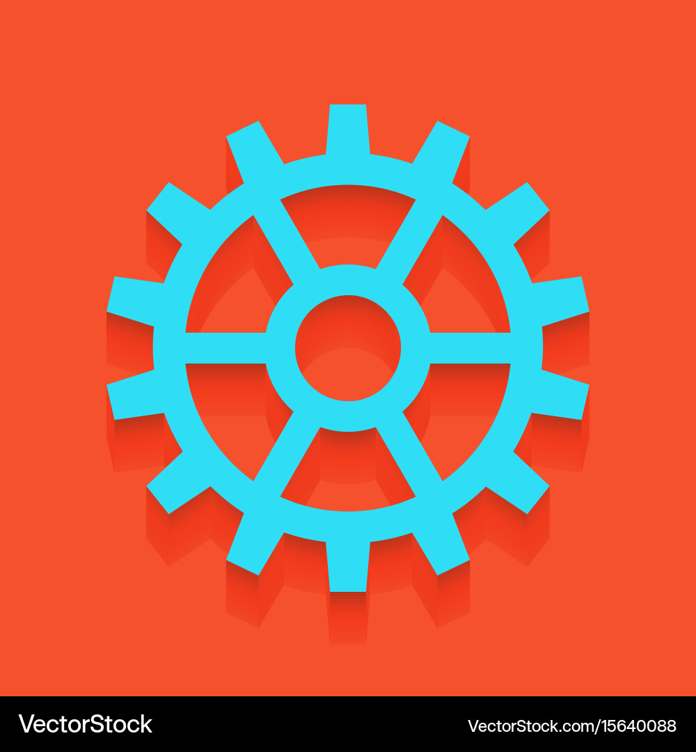 Gear sign whitish icon on brick wall Royalty Free Vector