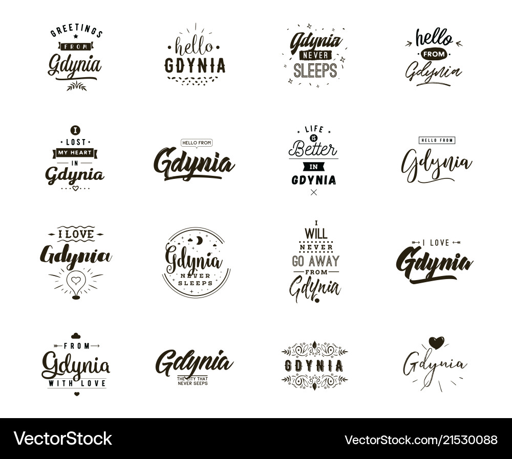 Greeting cards design isolated logos typography Vector Image