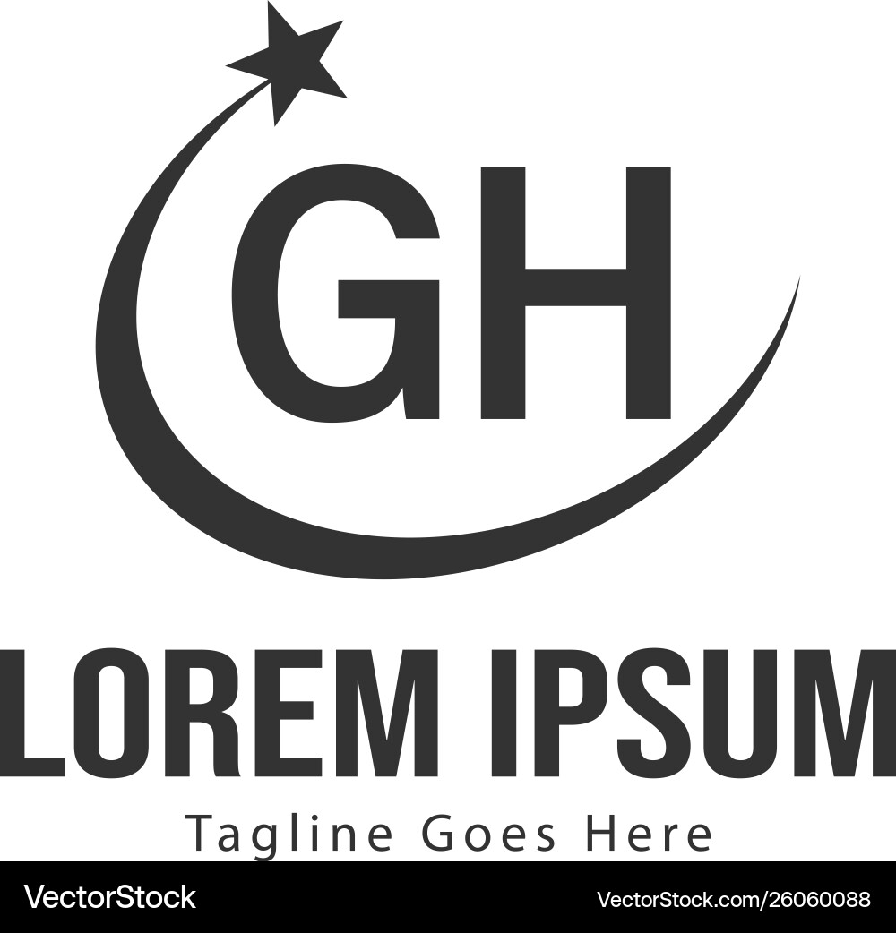 Initial gh logo template with modern frame Vector Image