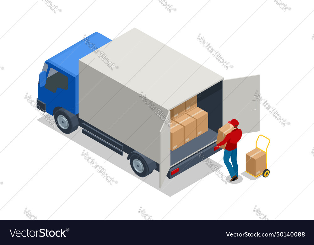 Isometric fast delivery concept loading Royalty Free Vector