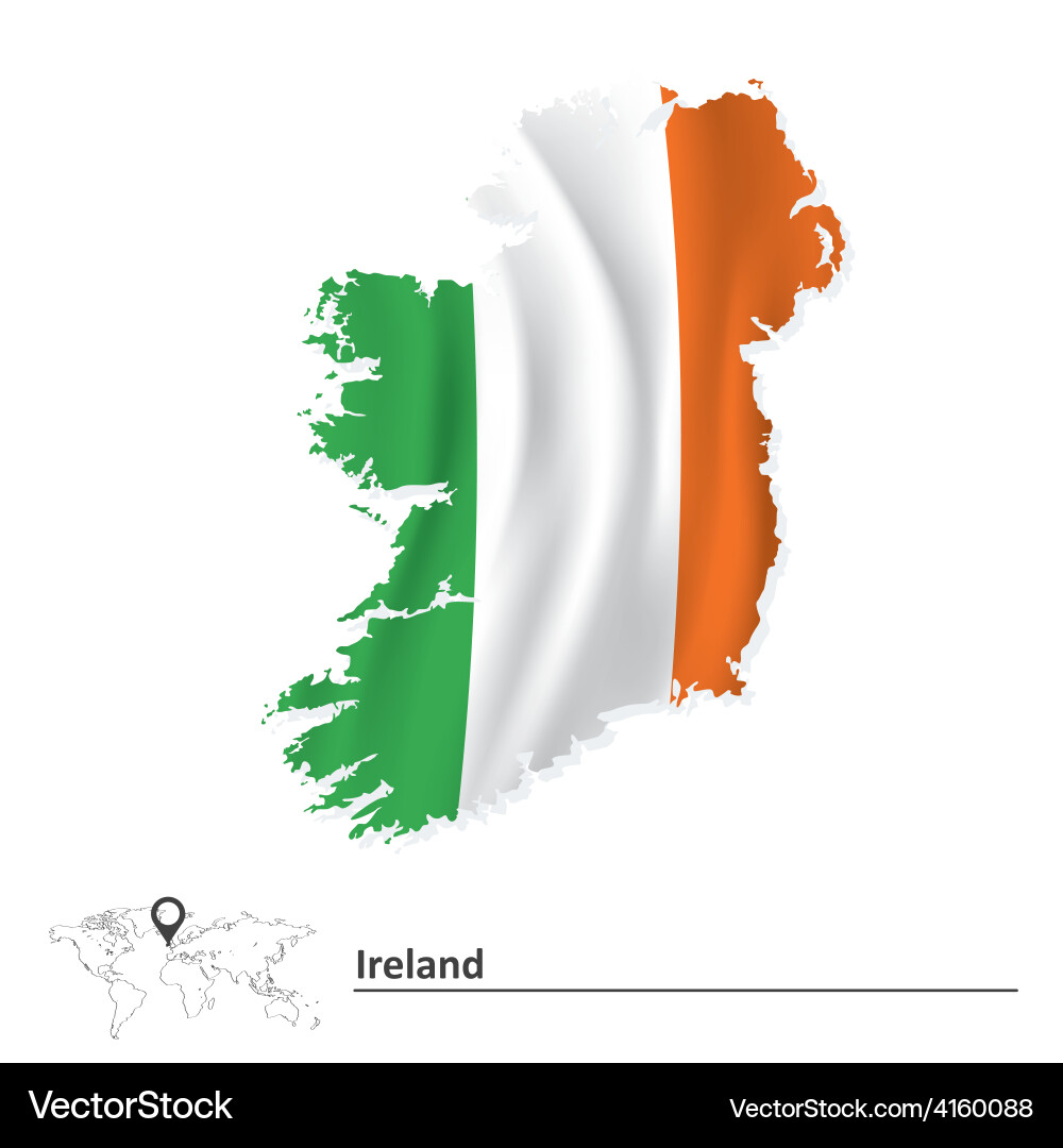 Map of ireland with flag Royalty Free Vector Image