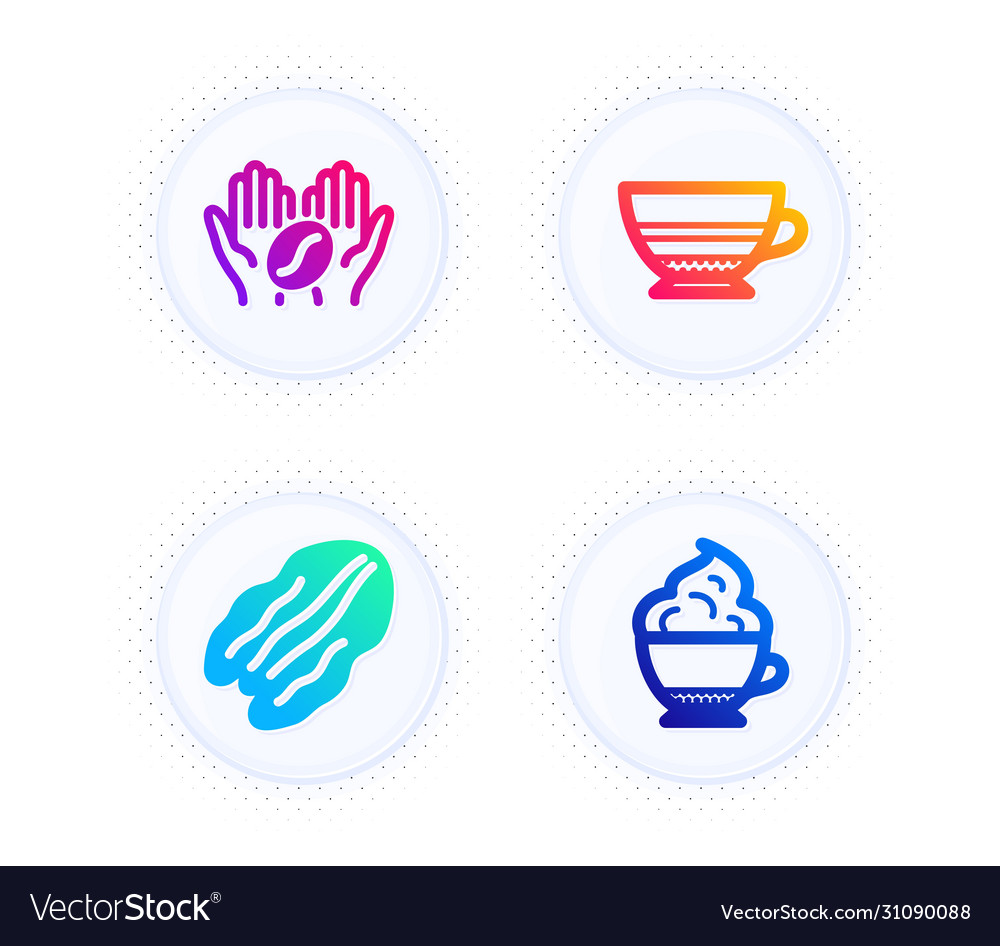 Pecan nut coffee and mocha icons set cappuccino Vector Image