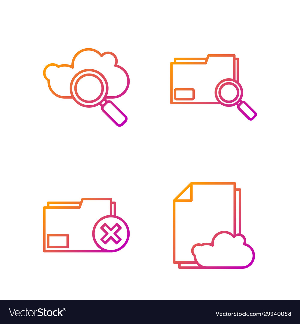 Set line cloud storage text document delete Vector Image Set line cloud storage text document delete Vector Image