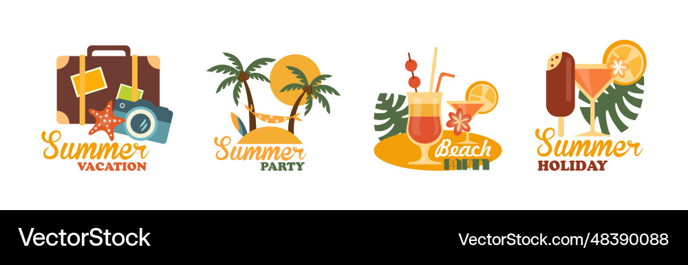 Summertime holiday and beach vacation label Vector Image