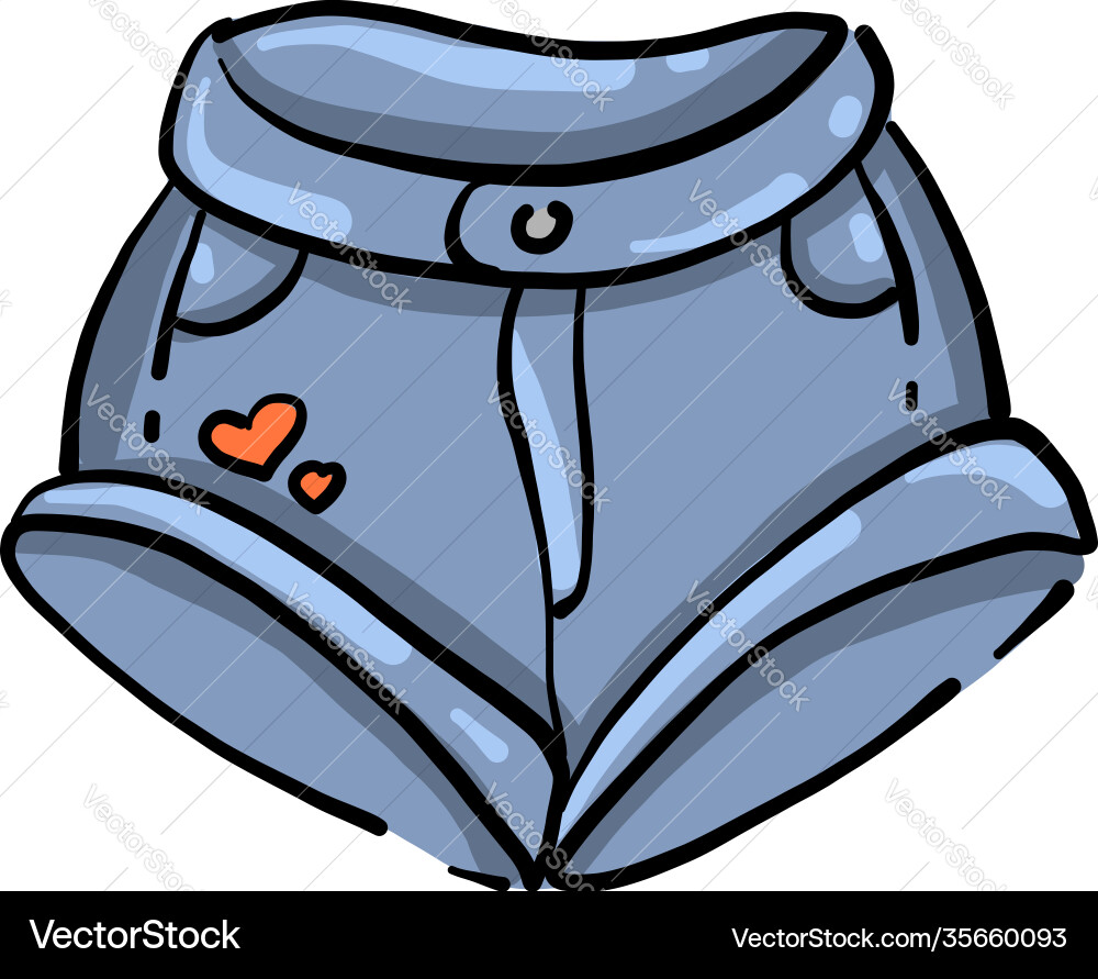 Blue jean shorts on white background Royalty Free Vector