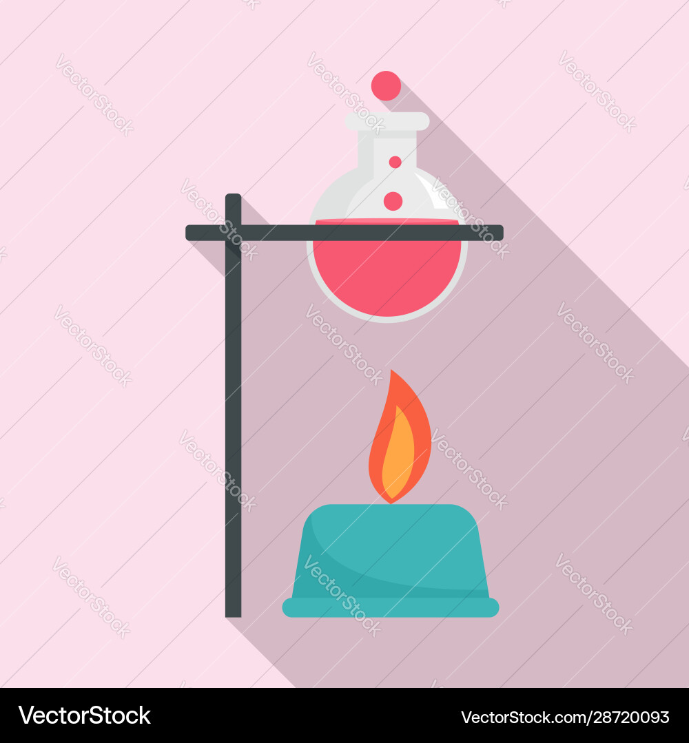 Boiling flask under fire icon flat style Vector Image