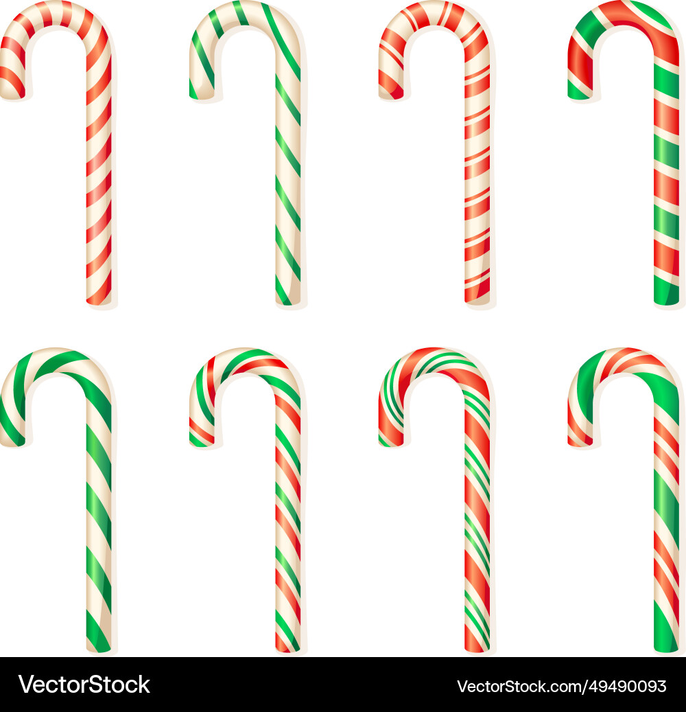 Christmas confection candy cane sticks isolated Vector Image