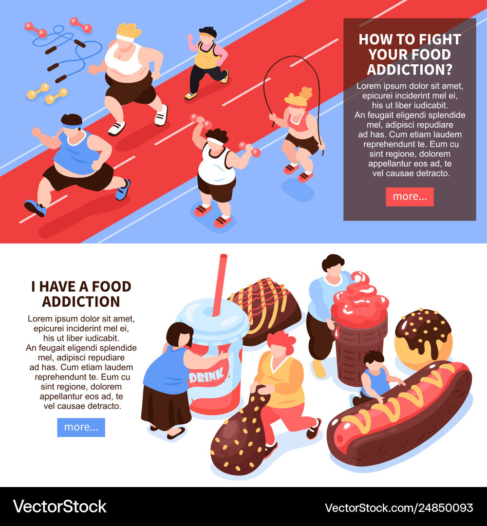 Food addiction horizontal banners Royalty Free Vector Image