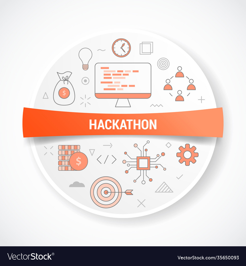 Hackathon business work concept with icon concept Vector Image