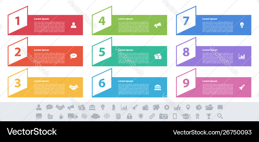 Infographic design business concept with 9 steps Vector Image