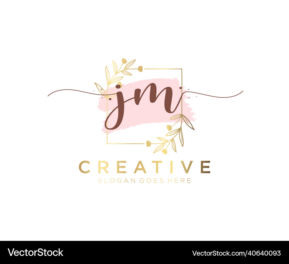 Initial jm feminine logo usable for nature salon Vector Image