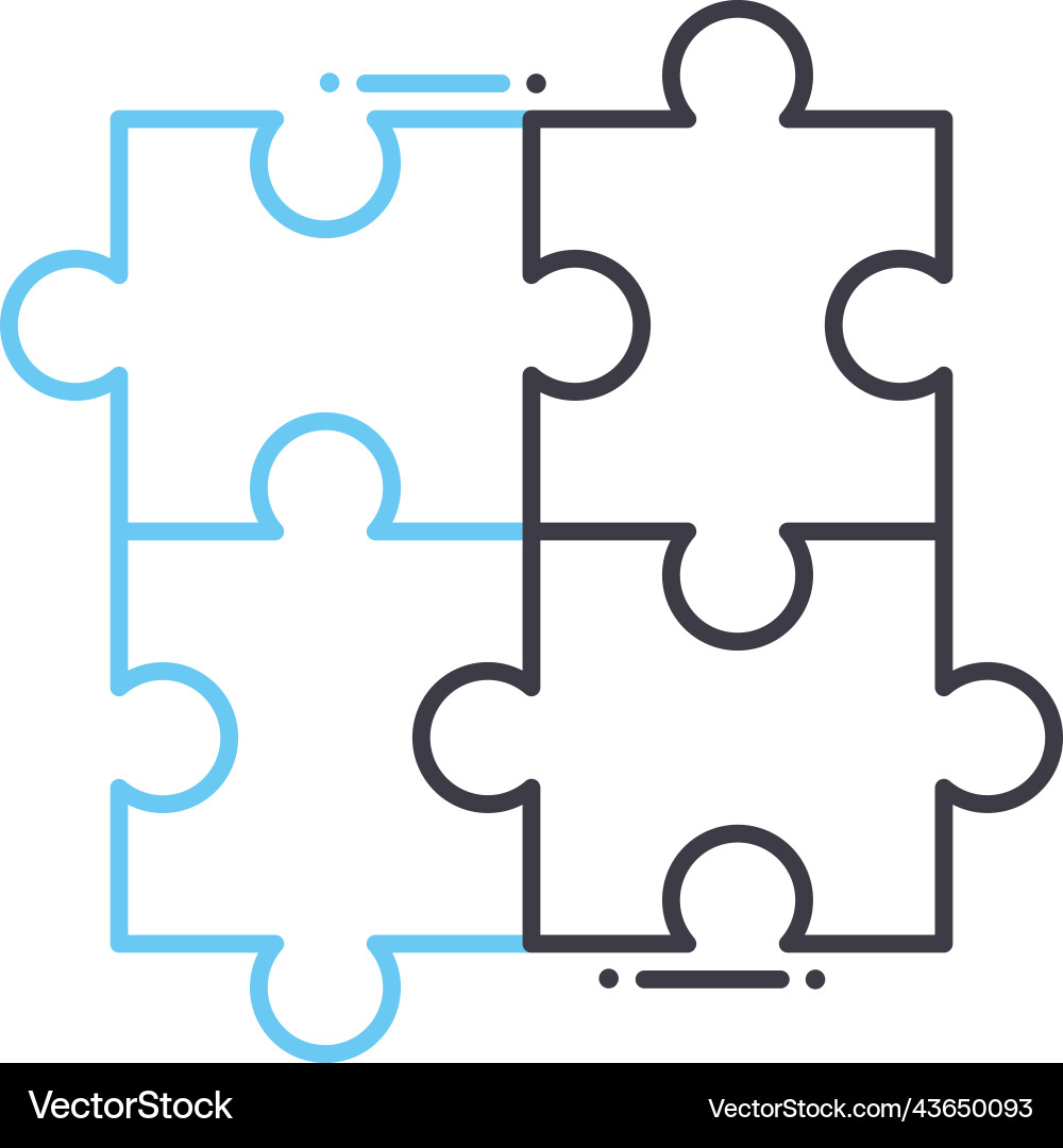 Puzzle line icon outline symbol Royalty Free Vector Image
