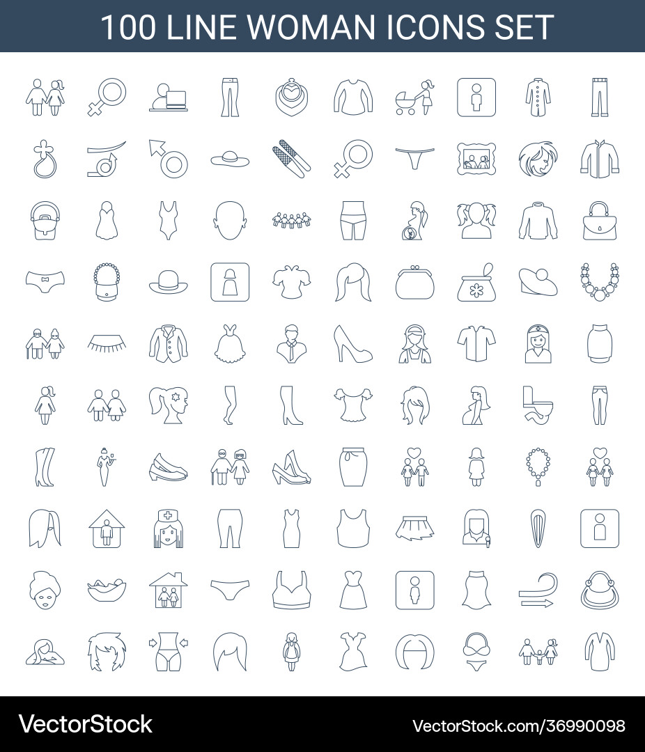 100 woman icons Royalty Free Vector Image - VectorStock