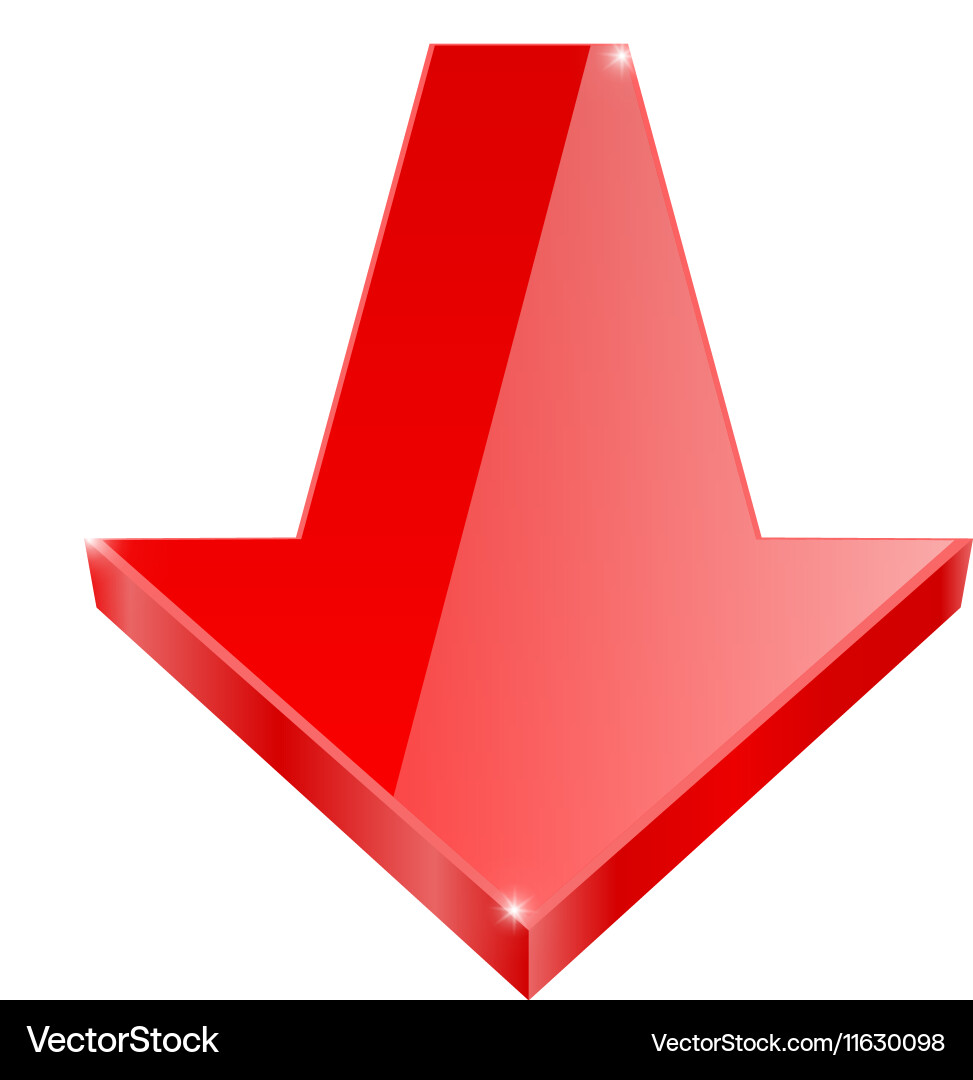 Arrow red glass shiny icon Royalty Free Vector Image