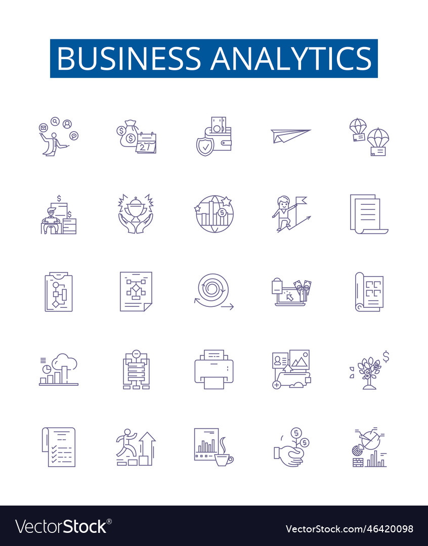 Business Analytics Line Icons Signs Set Design Vector Image