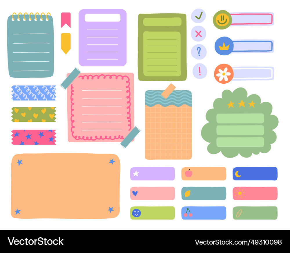 Cartoon color different task planners and paper Vector Image