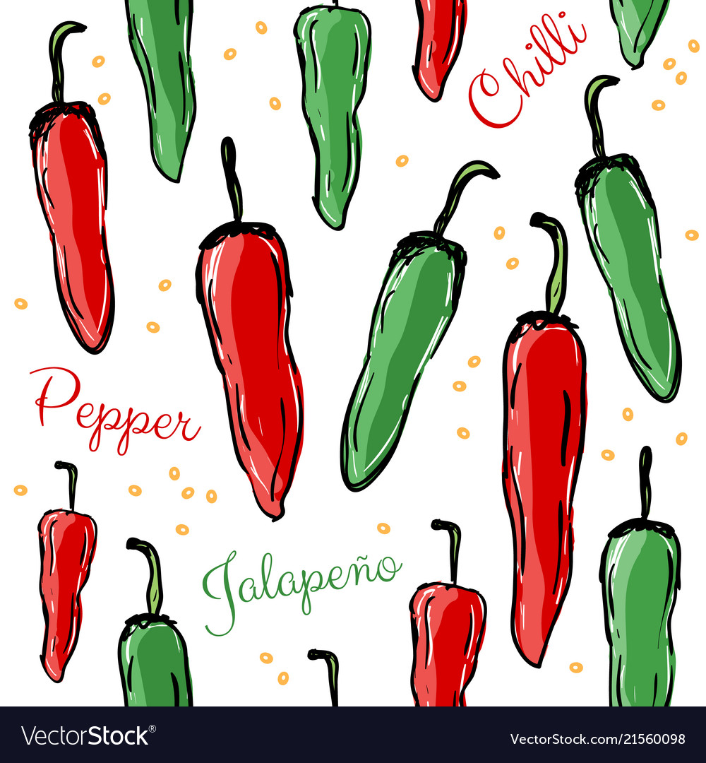 Chilli peppers seamless pattern Royalty Free Vector Image