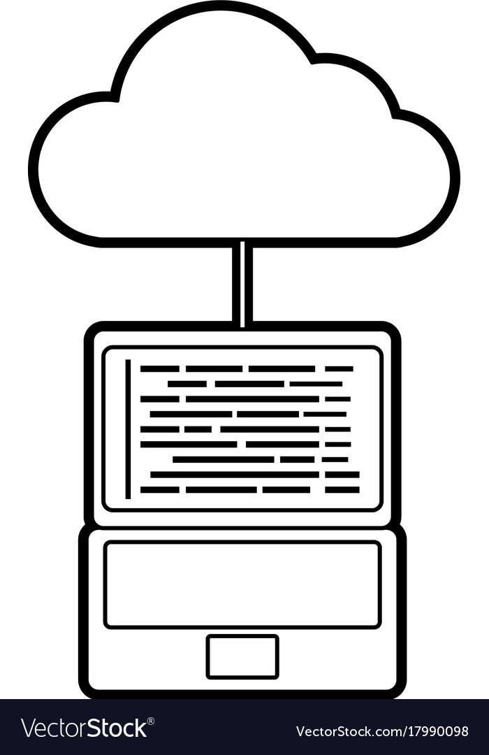 Cloud computing laptop programming code storage Vector Image