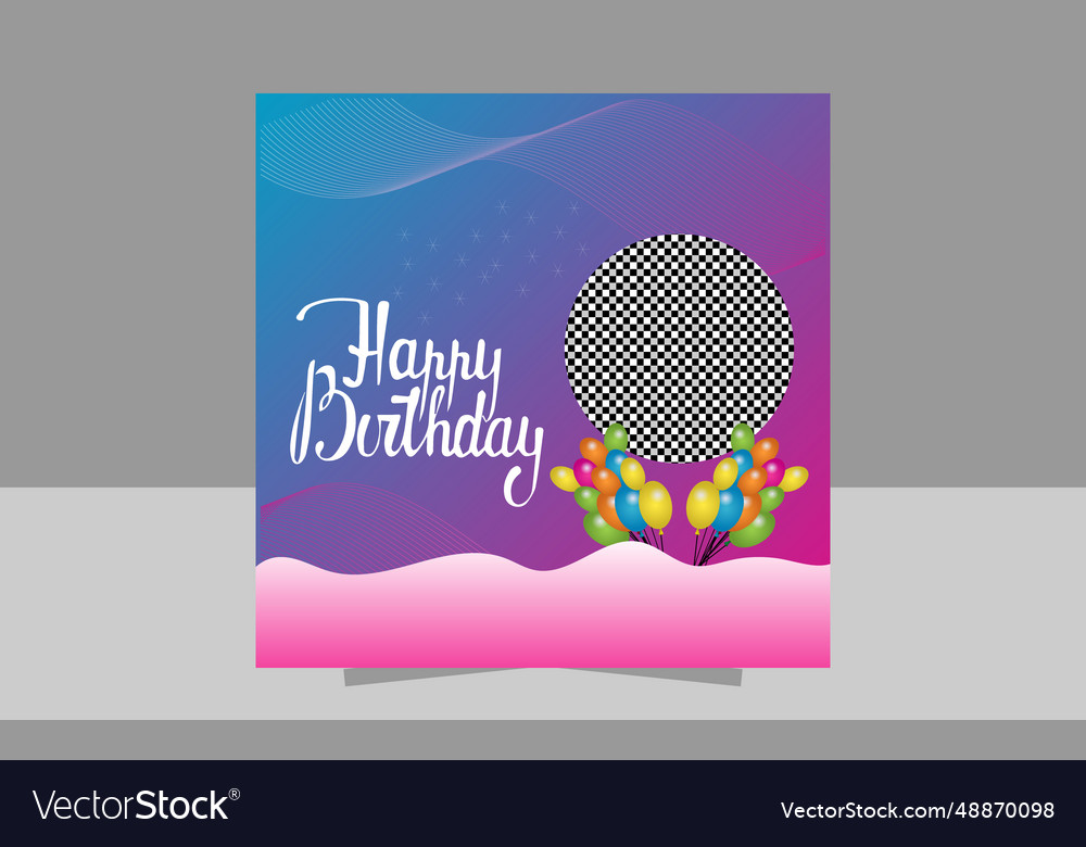 Happy birthday poster design with balloons Vector Image Happy birthday poster design with balloons Vector Image