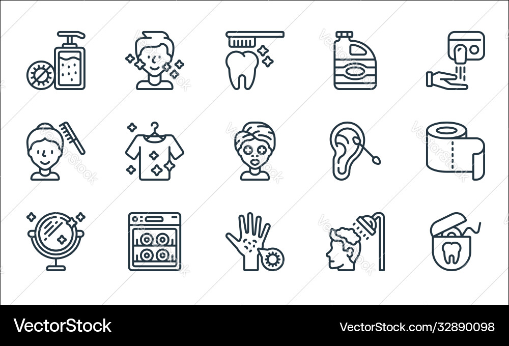 Hygiene line icons linear set quality line set Vector Image